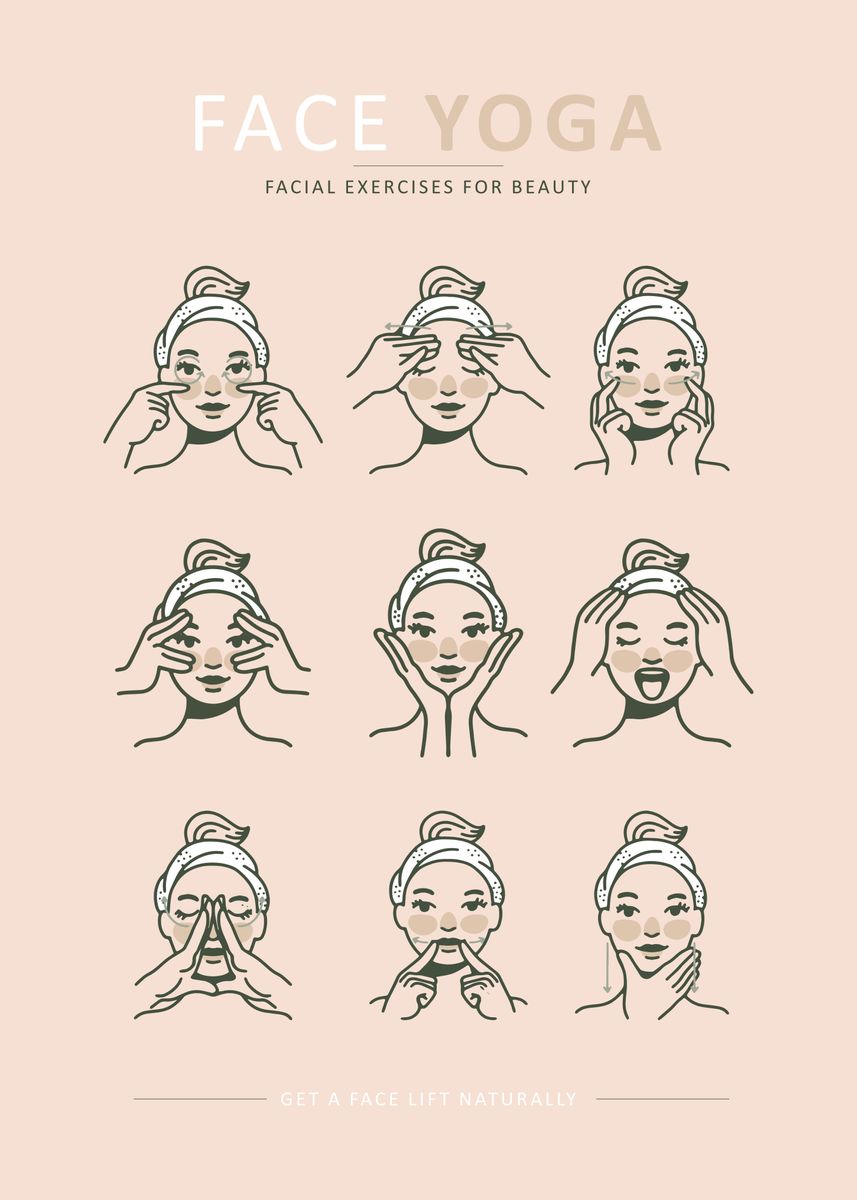 'Yoga Facial Yoga Exercise' Poster, picture, metal print, paint by ...