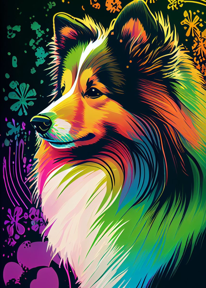 'Shetland Sheepdog Color' Poster, picture, metal print, paint by ...