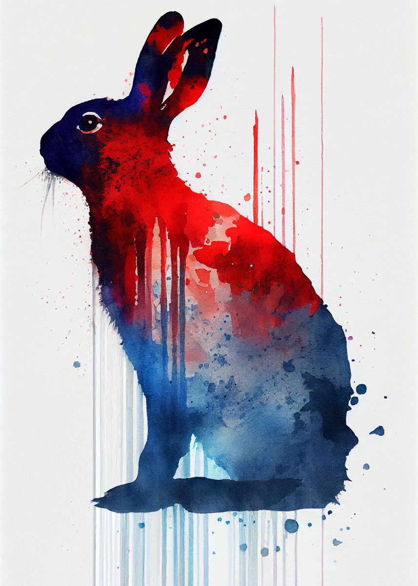 'Rabbit Watercolor' Poster, picture, metal print, paint by DecoyDesign ...