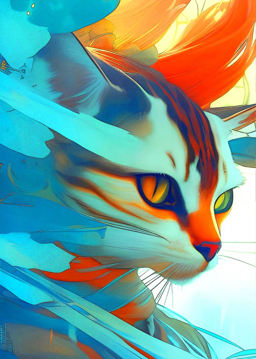 'Spirit of the cat' Poster, picture, metal print, paint by EthectorArt ...