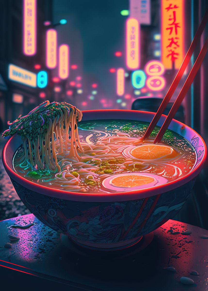 'ramen japan neon' Poster, picture, metal print, paint by Daniaal ...