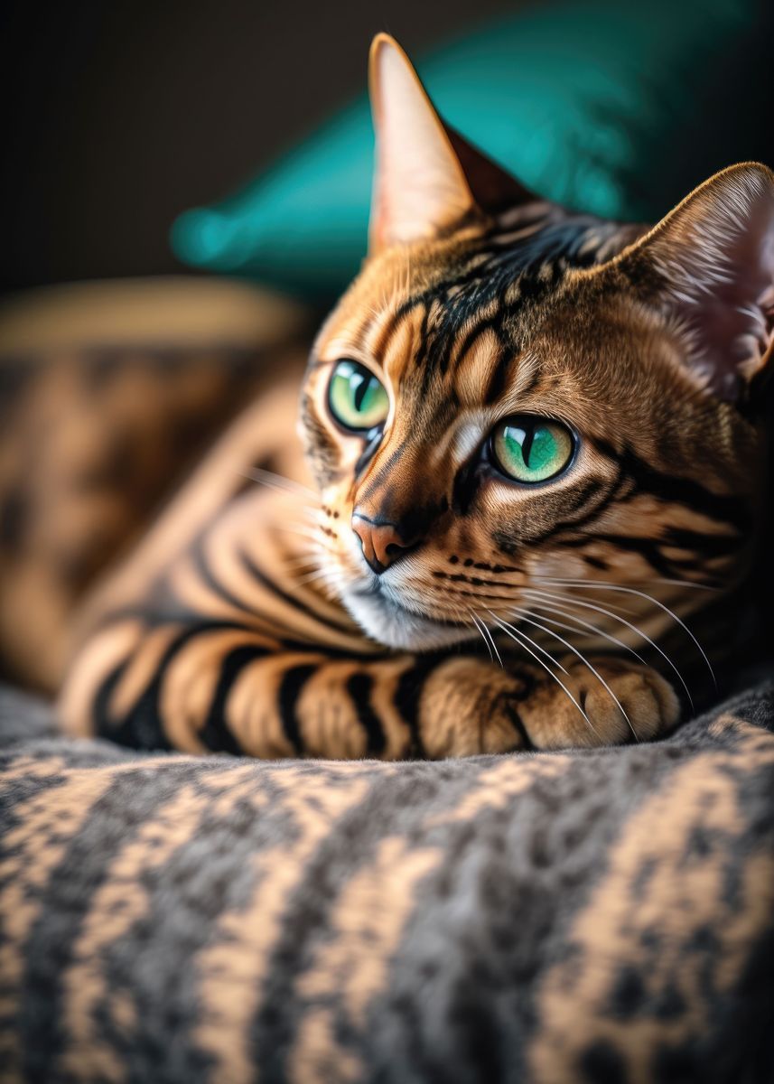 'Cat chilling on Couch' Poster, picture, metal print, paint by Michael ...