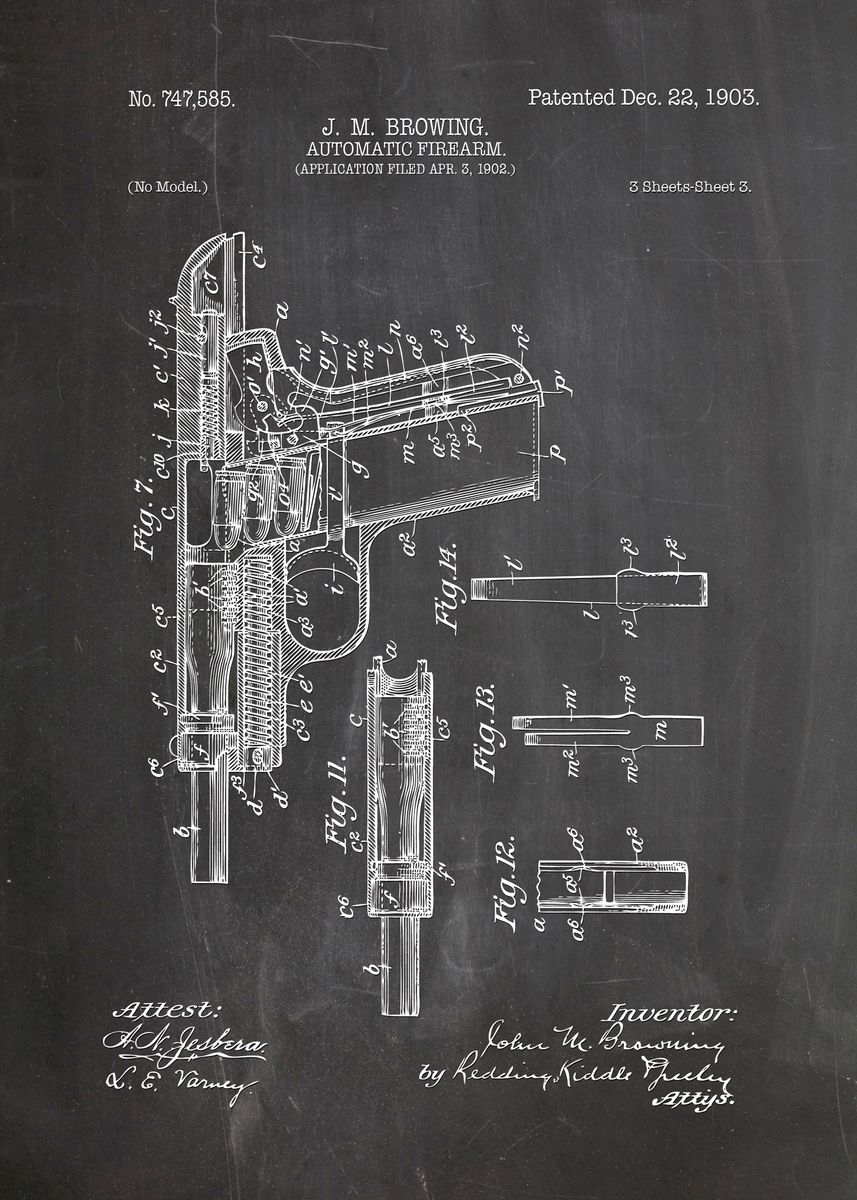 'Browning automatic gun' Poster, picture, metal print, paint by ...