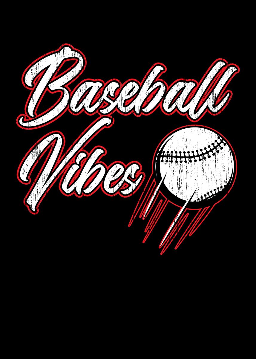 'Baseball Vibes' Poster, picture, metal print, paint by NAO | Displate