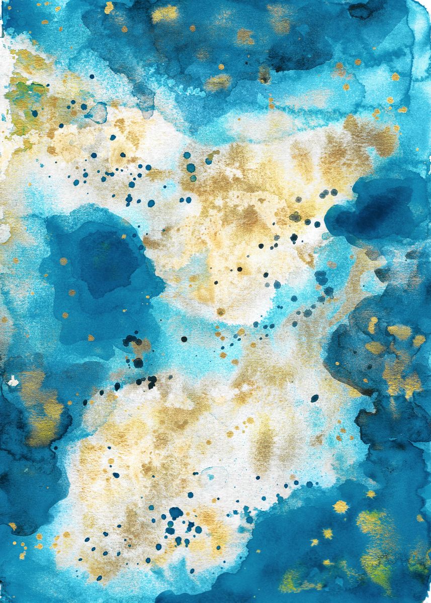 'Cobalt and gold' Poster, picture, metal print, paint by Davene du ...