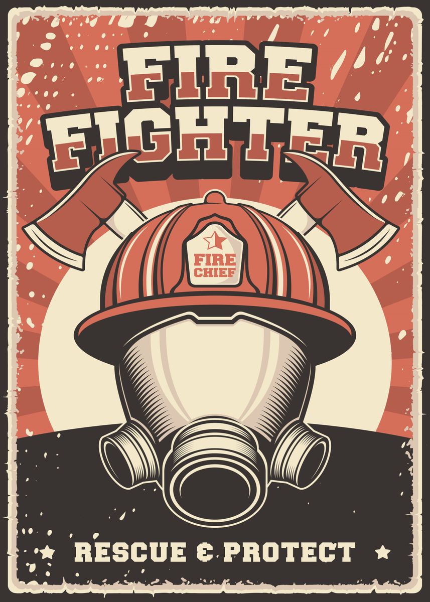 'Fire Fighter' Poster, picture, metal print, paint by Naso | Displate