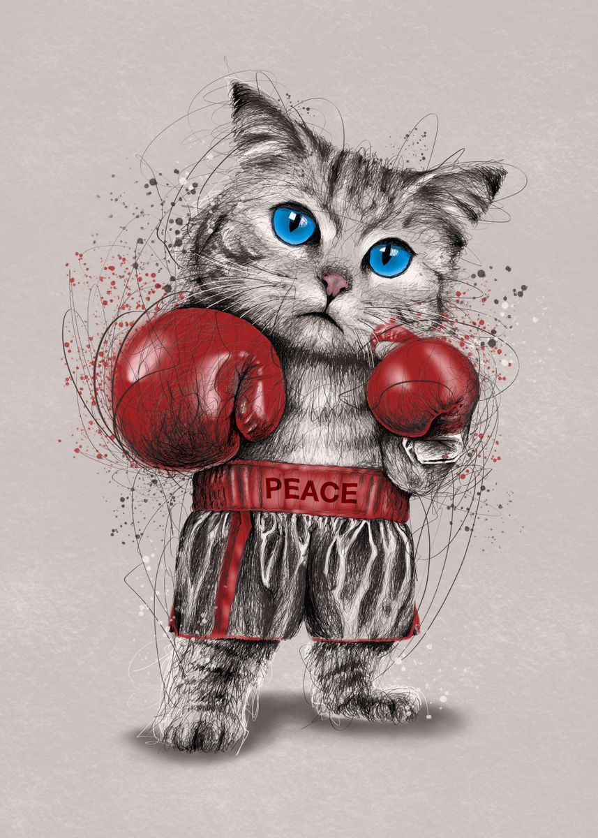 'peace love cat' Poster, picture, metal print, paint by yunur mawan ...