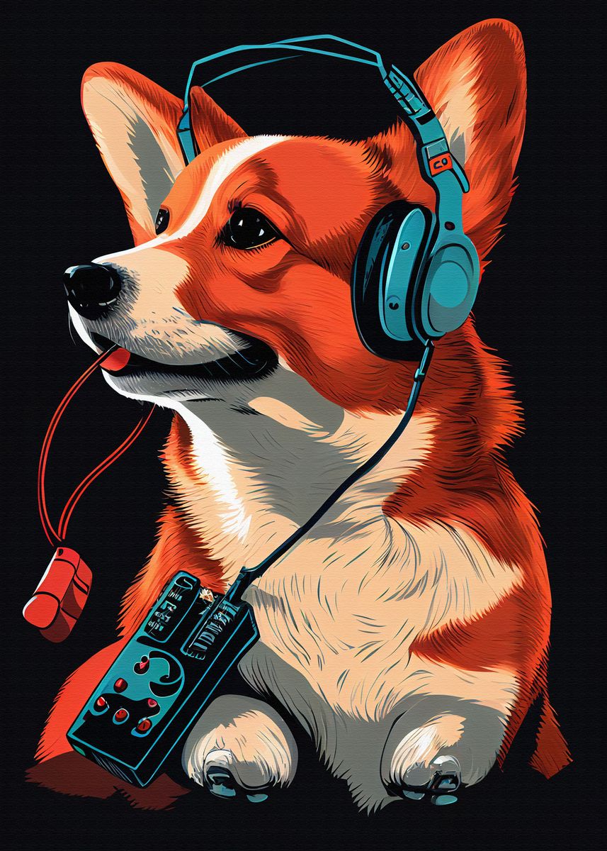'Cute Corgi Gaming' Poster, picture, metal print, paint by Michael I ...
