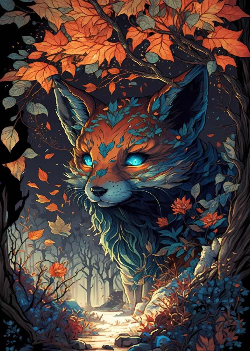 'Fox Fantasy fiction' Poster, picture, metal print, paint by Mollieu ...