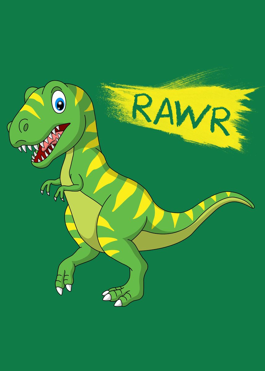 'Dino Rawr' Poster, picture, metal print, paint by Rikudou | Displate