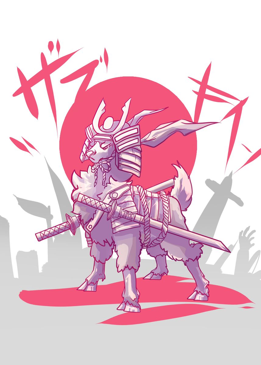 'Samurai Sheep Goat' Poster, picture, metal print, paint by Grizarts ...