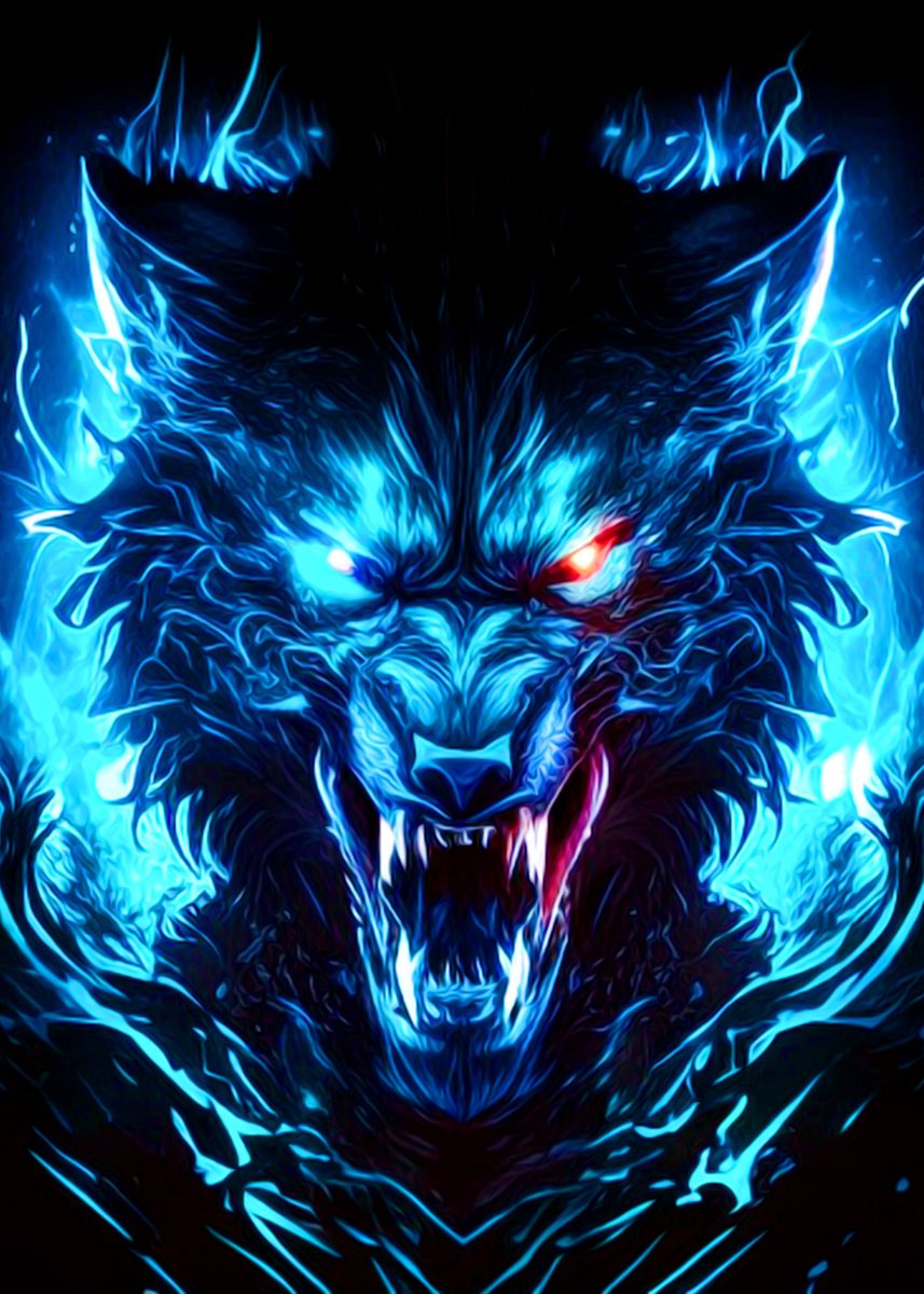 'Fantasy Wolf' Poster, picture, metal print, paint by Hustle 92 | Displate