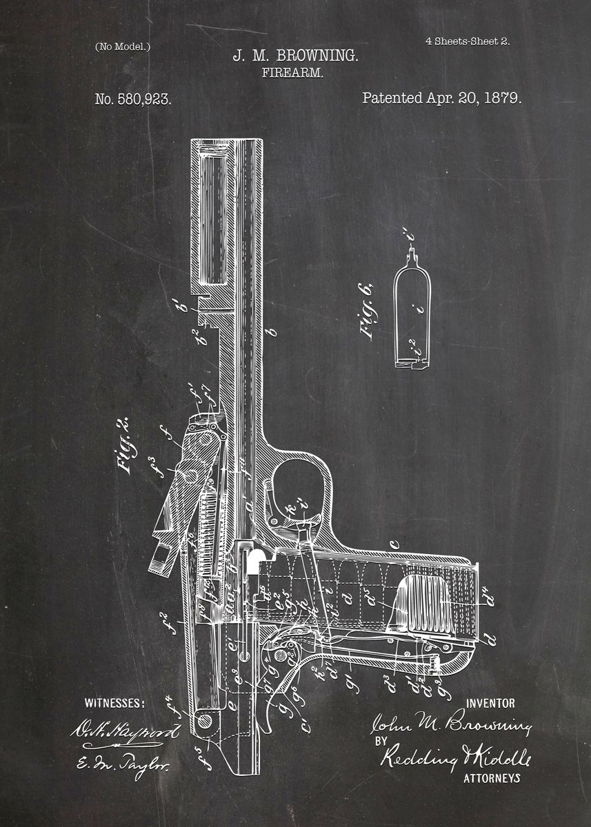 '1879 gun patent ' Poster, picture, metal print, paint by Designersen ...