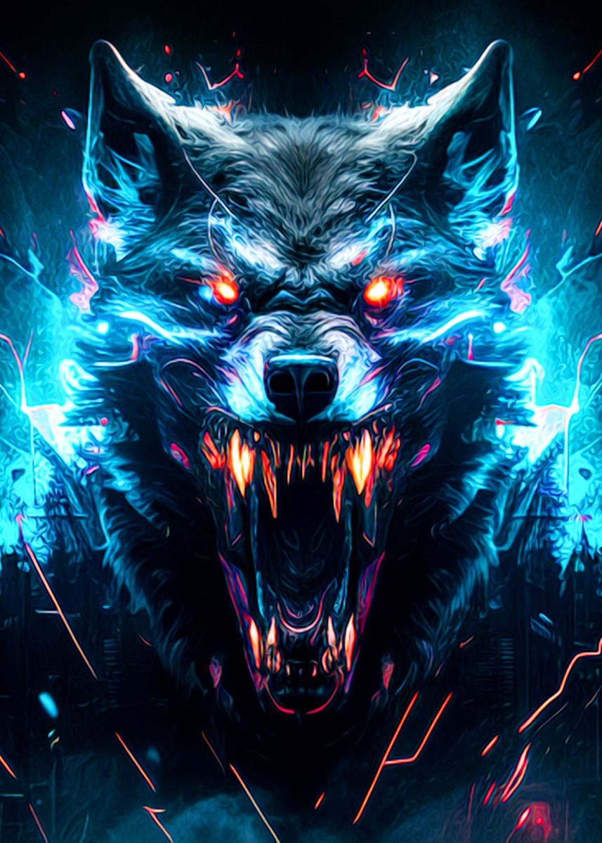 'Fantasy Wolf' Poster, picture, metal print, paint by Hustle 92 | Displate