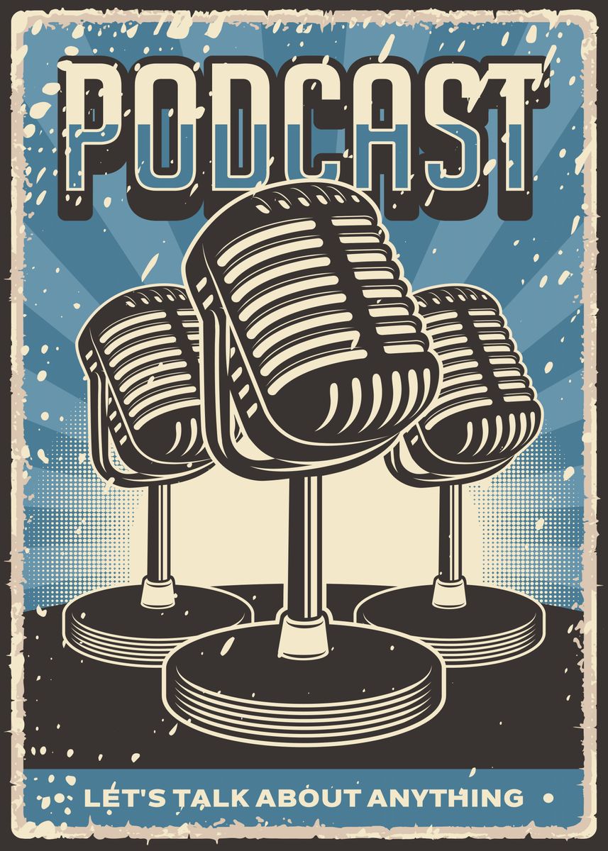 'Retro Podcast' Poster, picture, metal print, paint by Naso | Displate