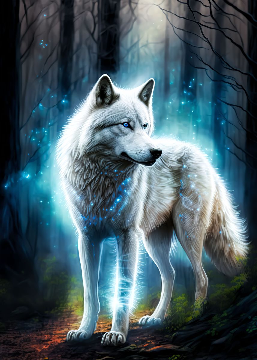 'Ghost Wolf' Poster, picture, metal print, paint by Chloe Connelly ...