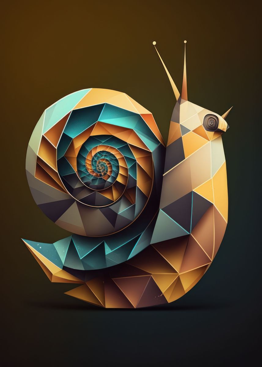 'Abstract geometric Snail' Poster, picture, metal print, paint by Usama ...