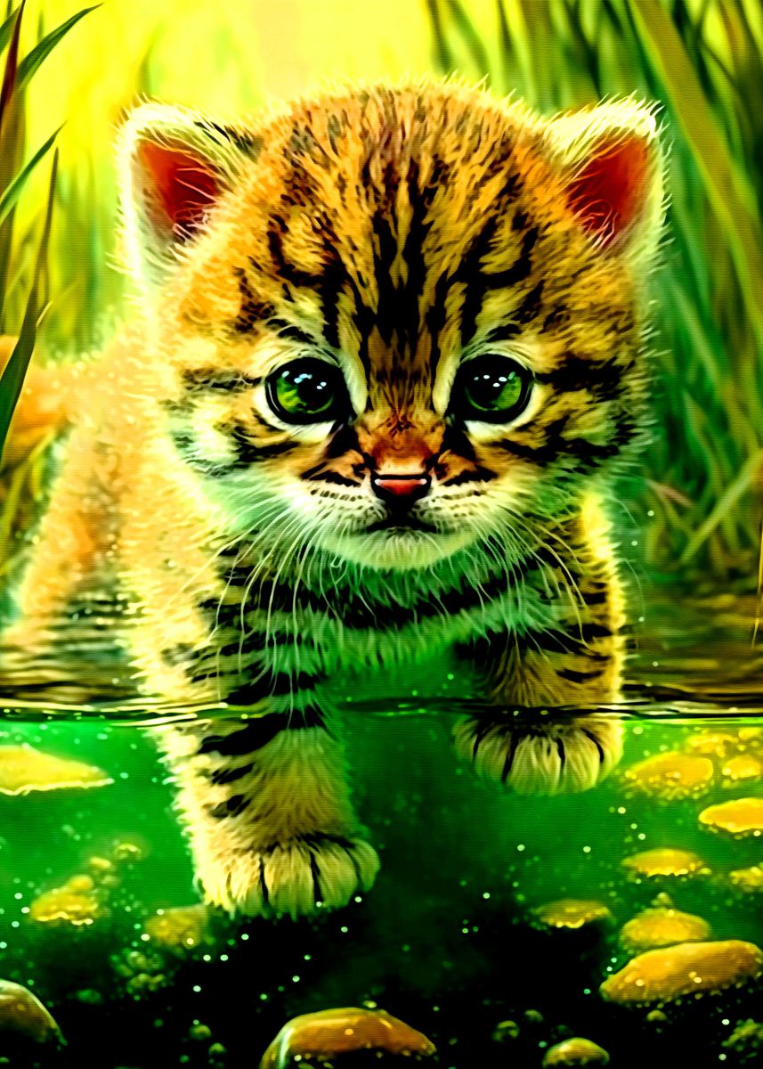 'Cute Tiger' Poster, picture, metal print, paint by khoa doan | Displate