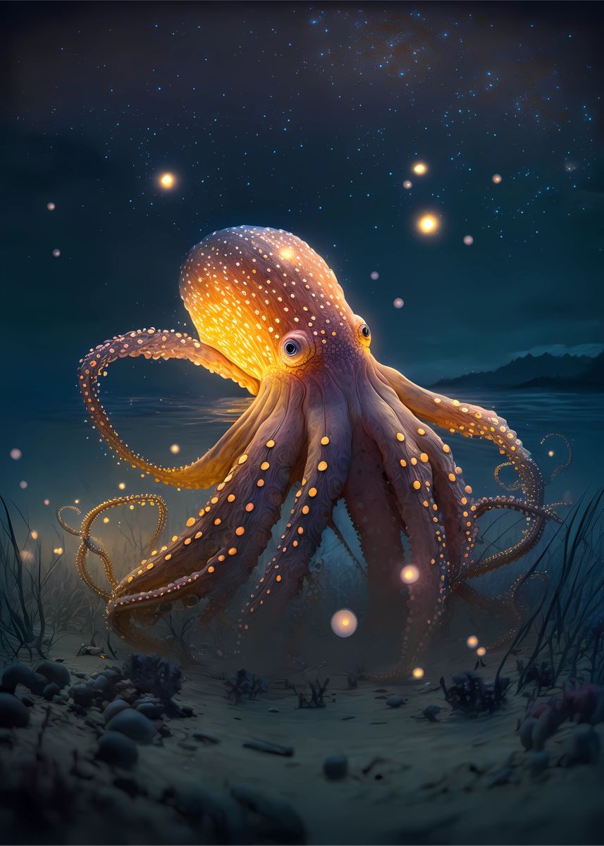 'Octopus Fantasy genre' Poster, picture, metal print, paint by Adam Decor | Displate