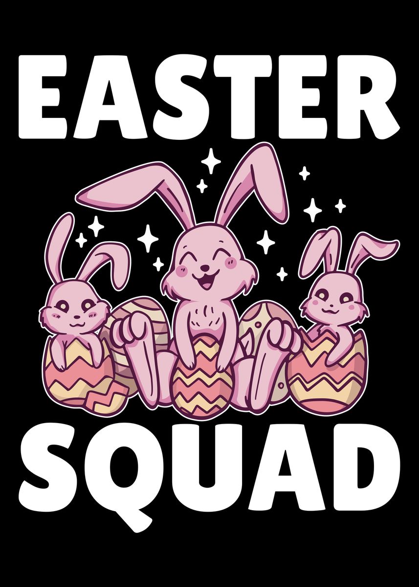 'Easter Squad' Poster, picture, metal print, paint by CatRobot | Displate