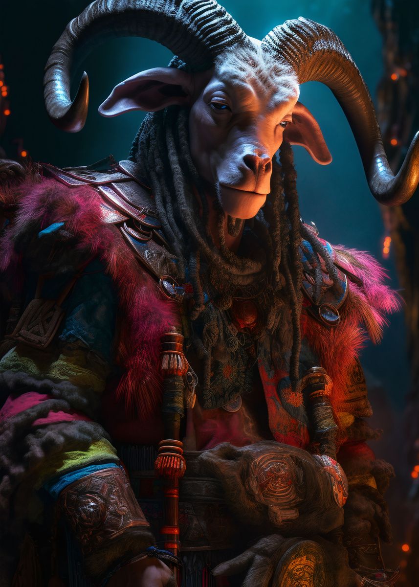 'Mystical Ram warrior' Poster, picture, metal print, paint by ...