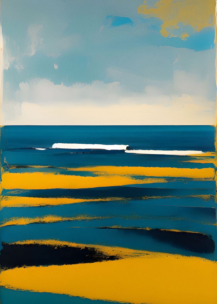 'Impasto Ocean Painting' Poster, picture, metal print, paint by BluePinkPanther | Displate