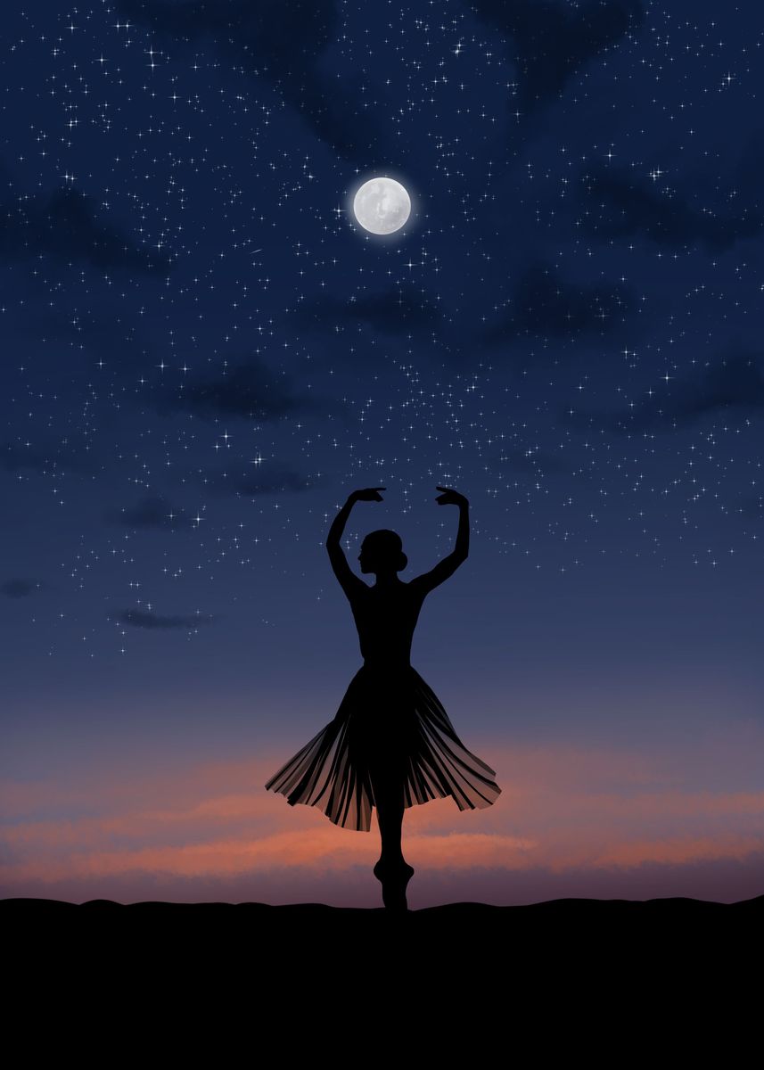 'Ballerinas moon' Poster, picture, metal print, paint by Artuszko ...