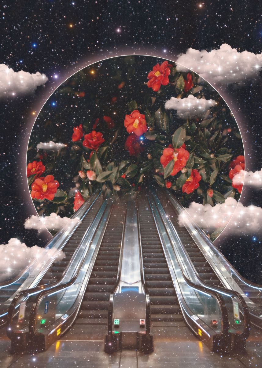 'Cosmic Floral Passage' Poster, picture, metal print, paint by Elysian ...