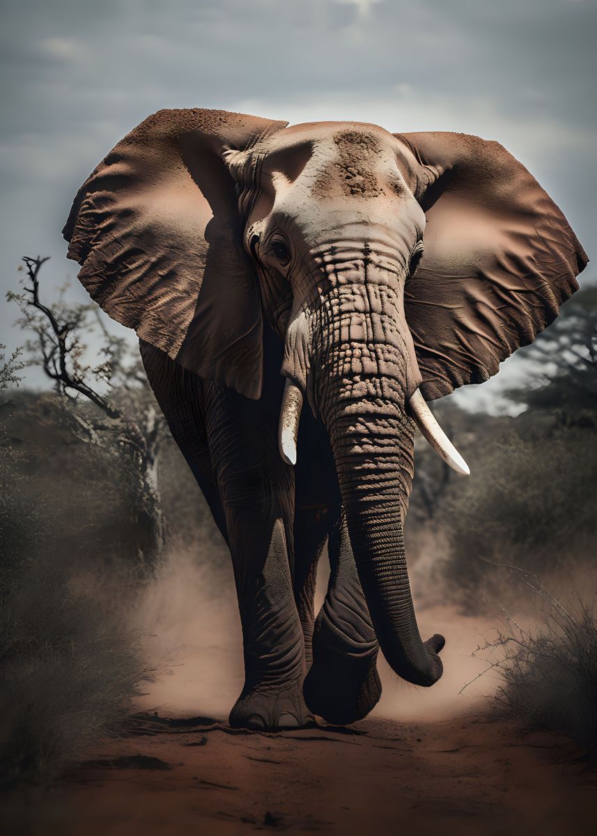 'Elephants Peaceful Stroll' Poster, picture, metal print, paint by ...