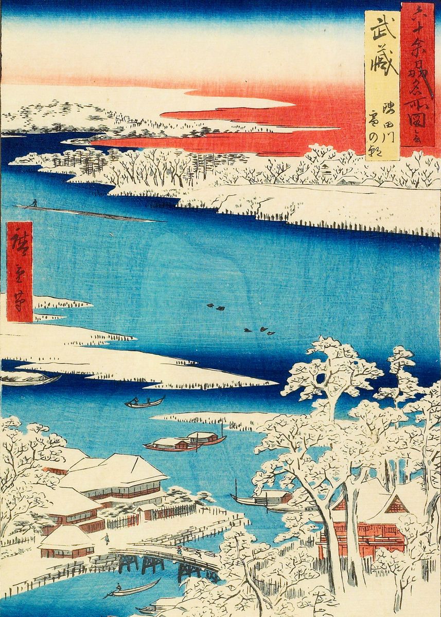 'Sumida River Snowy Morning' Poster, picture, metal print, paint by ...