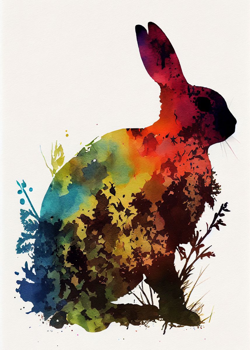 'Rabbit Silhouette' Poster, picture, metal print, paint by DecoyDesign ...