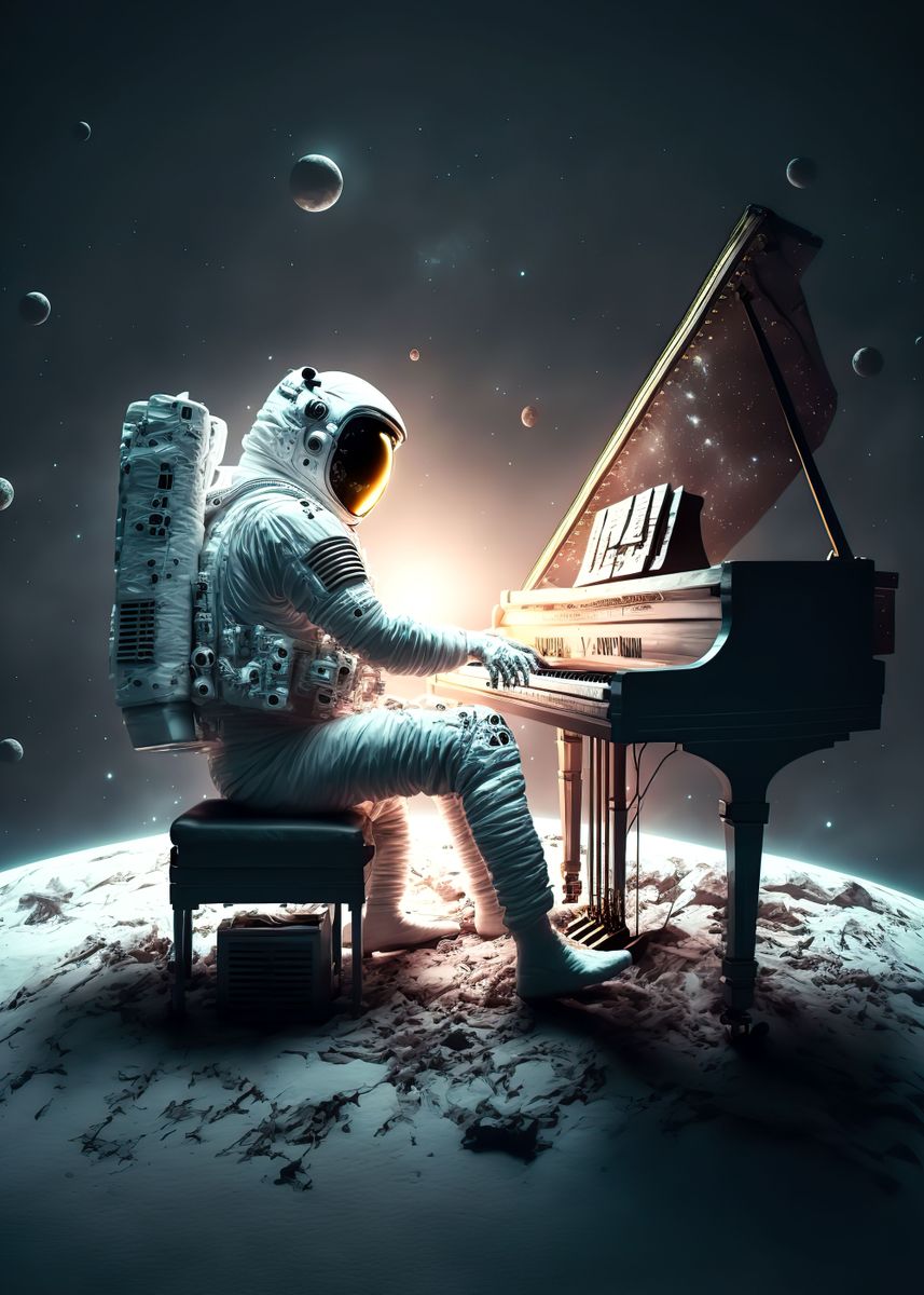 'Astronaut Play Piano' Poster, picture, metal print, paint by Ahmet ...