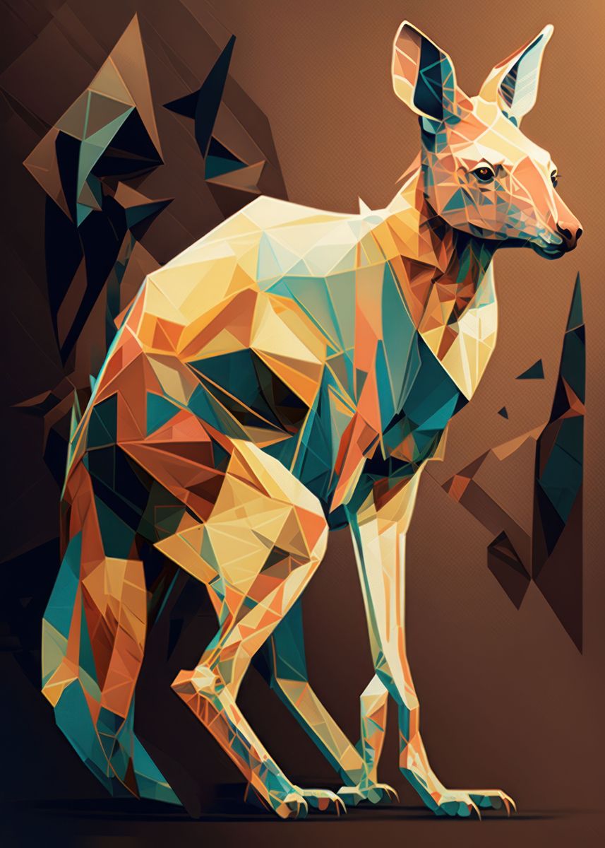 'Geometric Kangaroo' Poster, picture, metal print, paint by Usama ...