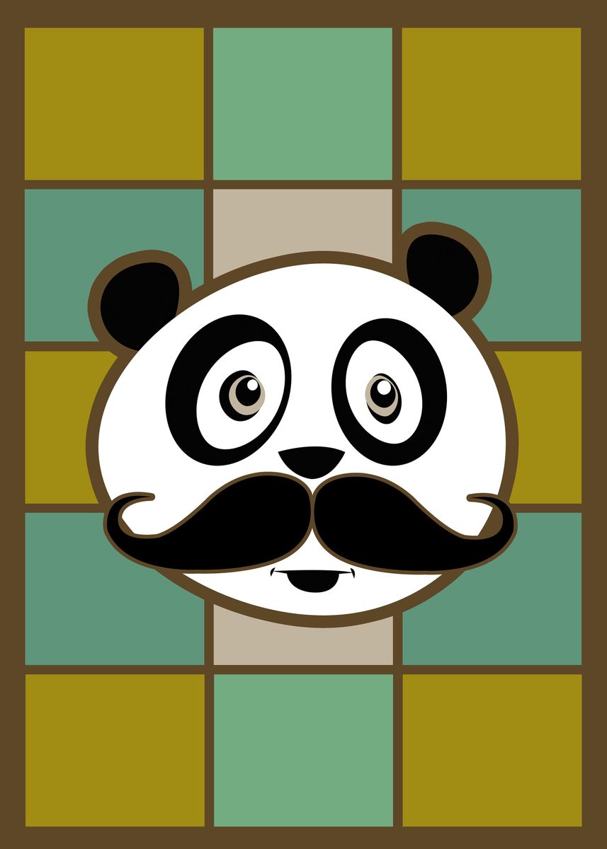'Musctache Panda Green' Poster by Adamzworld | Displate