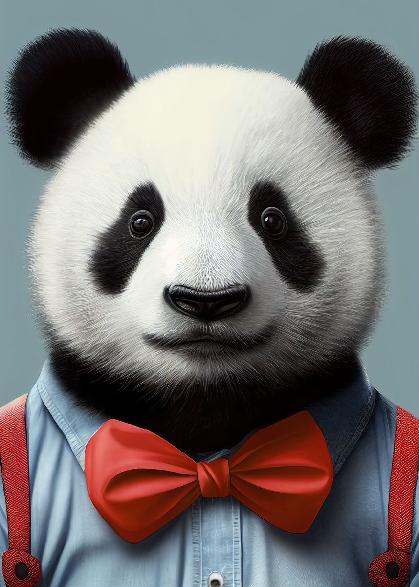 'Funny Panda Suit Animal' Poster, picture, metal print, paint by ...