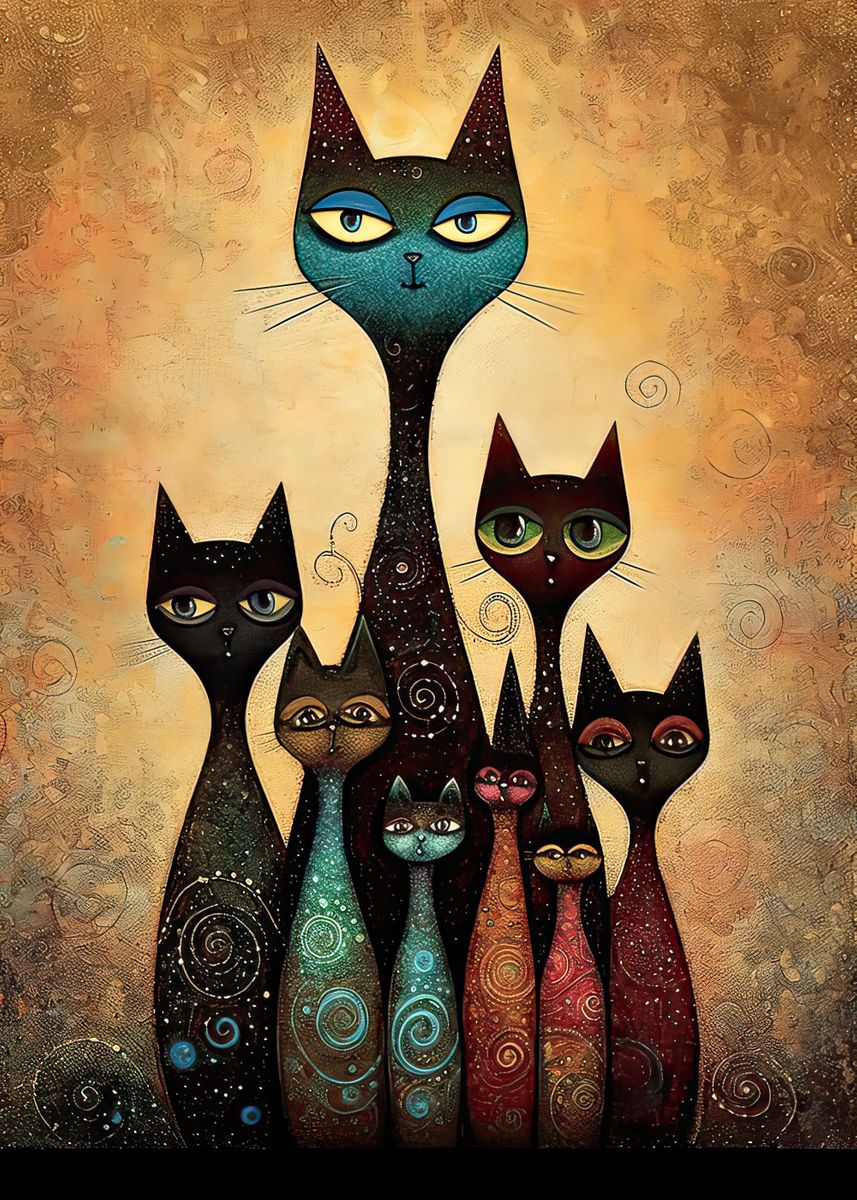 'Happy Cats' Poster, picture, metal print, paint by Steel Canvas ...