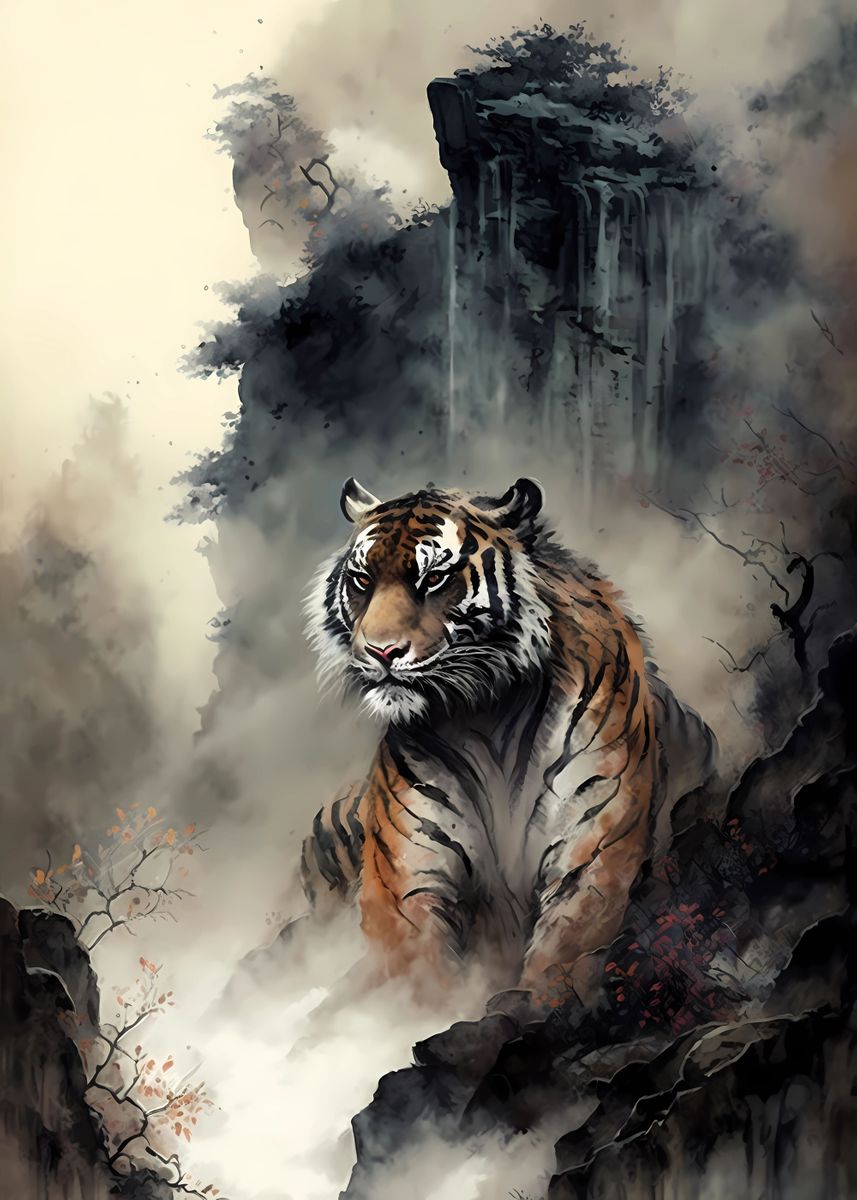 'Tiger Mythical' Poster, picture, metal print, paint by Parker World ...