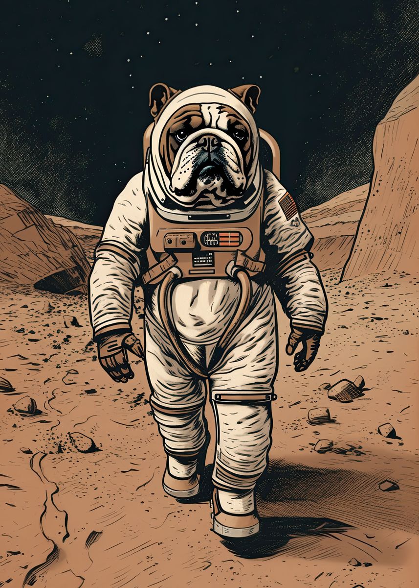 'English Bulldog On Mars' Poster by PetPrints | Displate