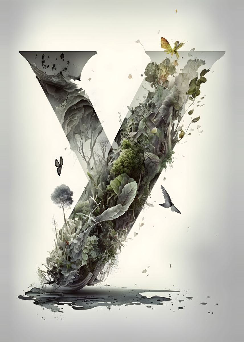 'Letter Y Double Exposure' Poster, picture, metal print, paint by ...