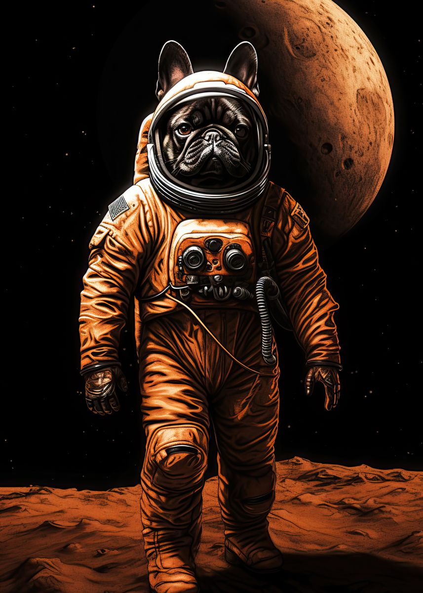 'French Bulldog Dog On Mars' Poster, picture, metal print, paint by PetPrints | Displate