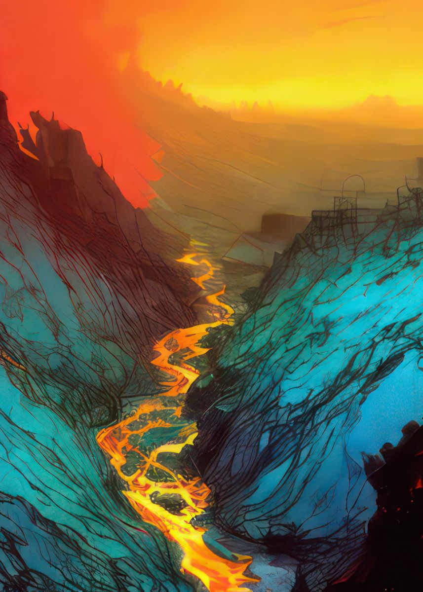 'Liquid Fire' Poster, picture, metal print, paint by SICKAIE | Displate