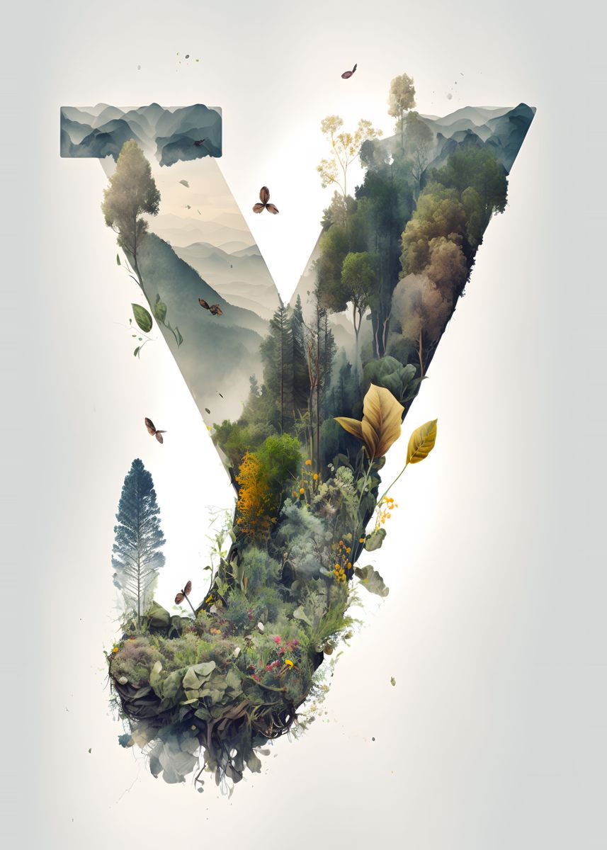 'Letter Y Double Exposure' Poster, picture, metal print, paint by ...