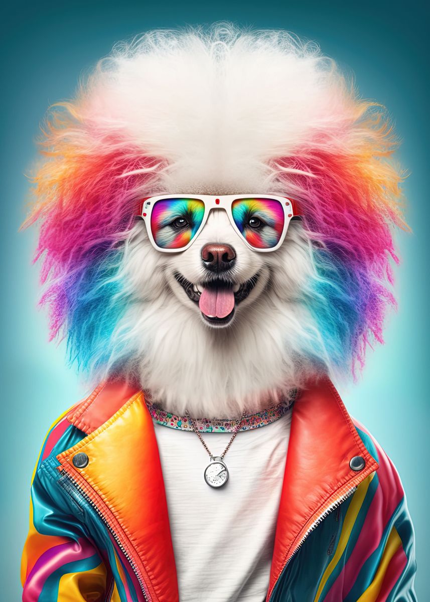 'Cool Dog 80s Pop Icon' Poster, picture, metal print, paint by ...