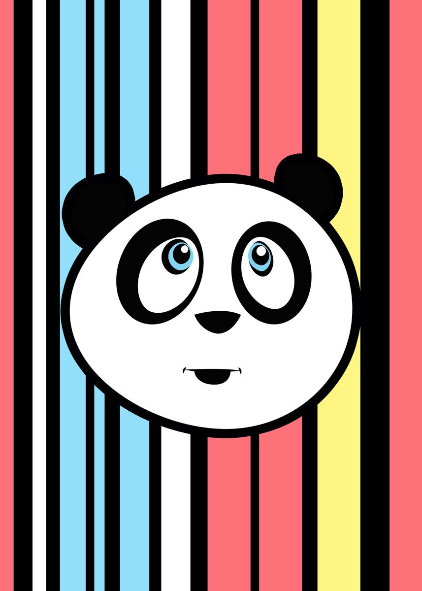 'Panda Retro' Poster, picture, metal print, paint by Adamzworld | Displate