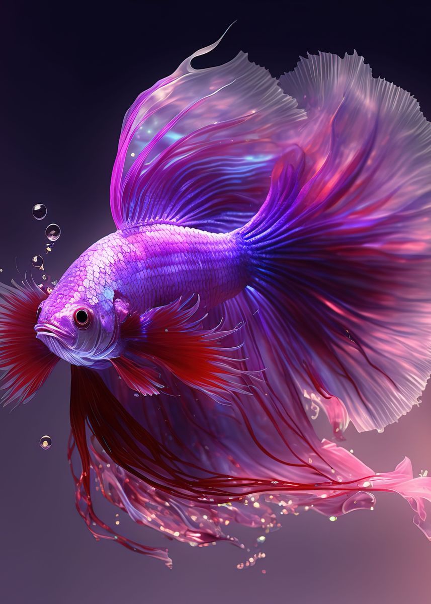'Cute Betta Fish' Poster, picture, metal print, paint by MAD SPACE ...