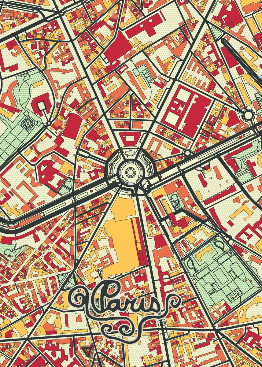 'Paris City Street Map' Poster, picture, metal print, paint by Ermine ...
