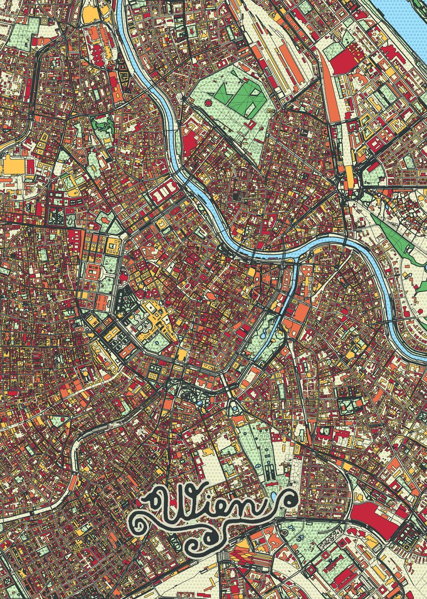 'Vienna City Street Map' Poster, picture, metal print, paint by Ermine ...