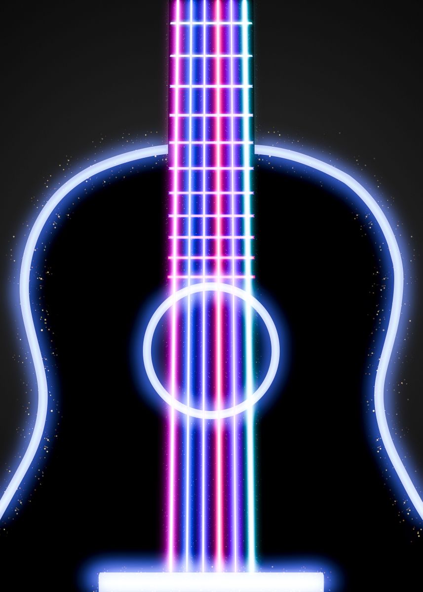 'Neon Strings' Poster, picture, metal print, paint by Ninjin | Displate