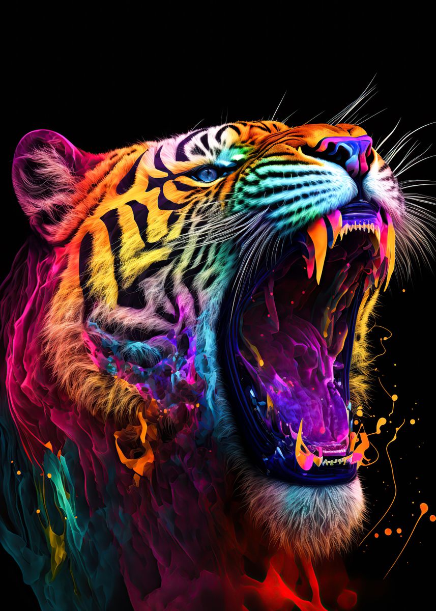 'Tiger colorful animal' Poster by Ana Calvert | Displate