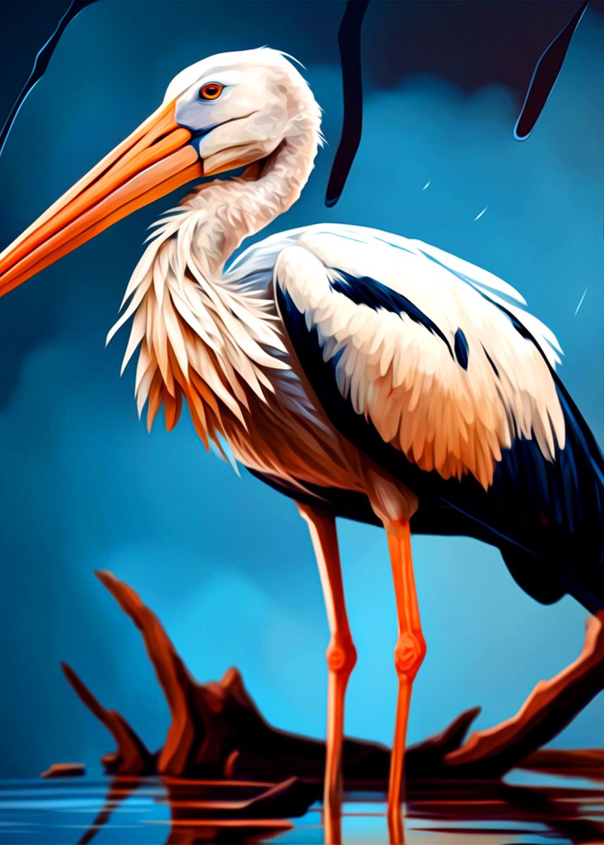 'Colorful Stork' Poster, picture, metal print, paint by Ties Rosi ...